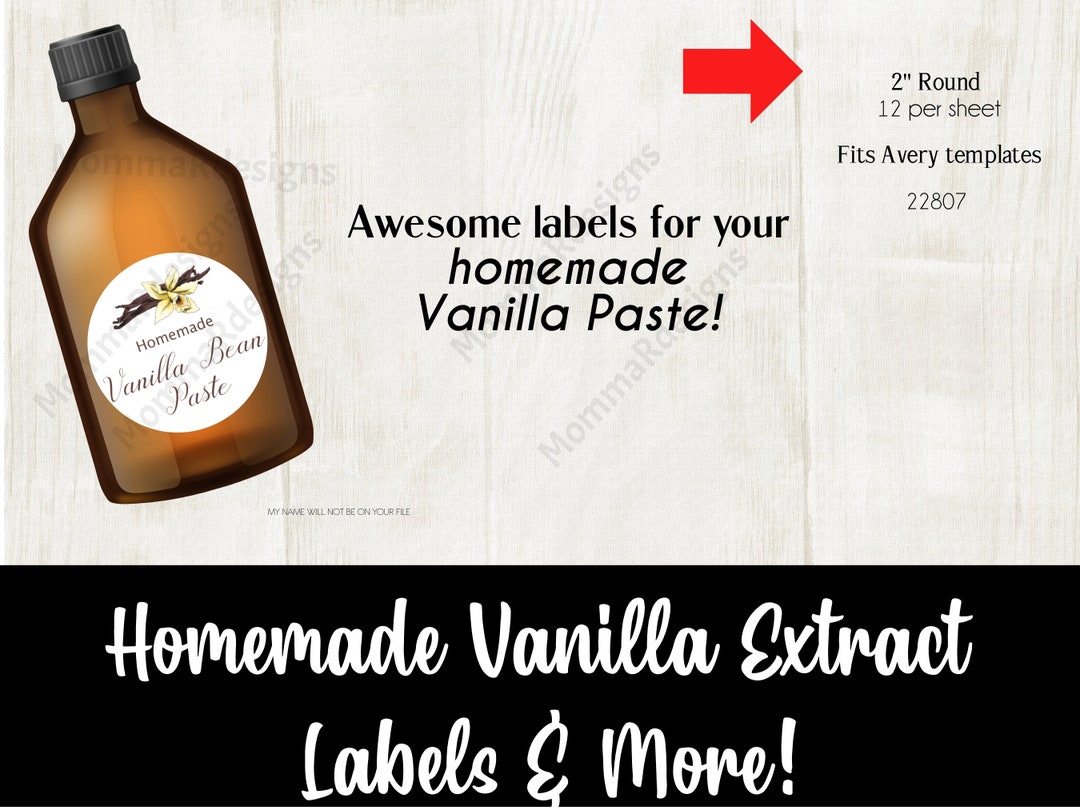 Homemade Vanilla Paste, Vanilla Bean Paste Labels 2" - Etsy