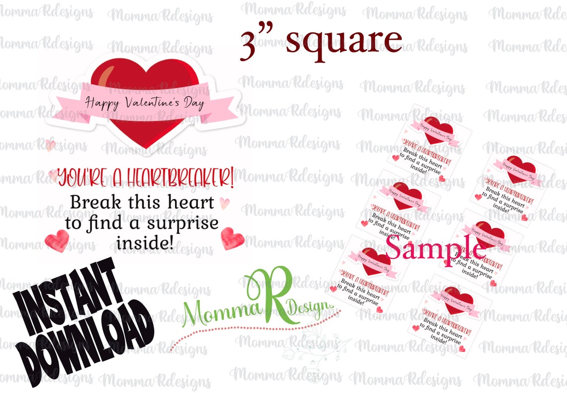 Breakable heart tag direction tags valentines gift | Etsy