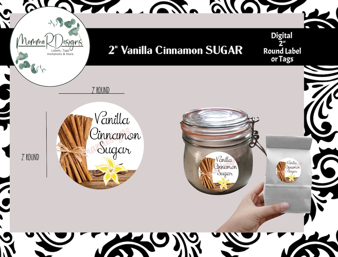 PRINTABLE 2" VANILLA Cinnamon SUGAR Label, Stickers, Vanilla Extract - Etsy