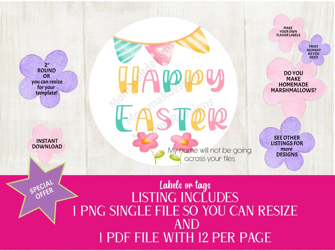 HAPPY EASTER Label, Happy Easter Tags, Happy Easter Stickers - Etsy