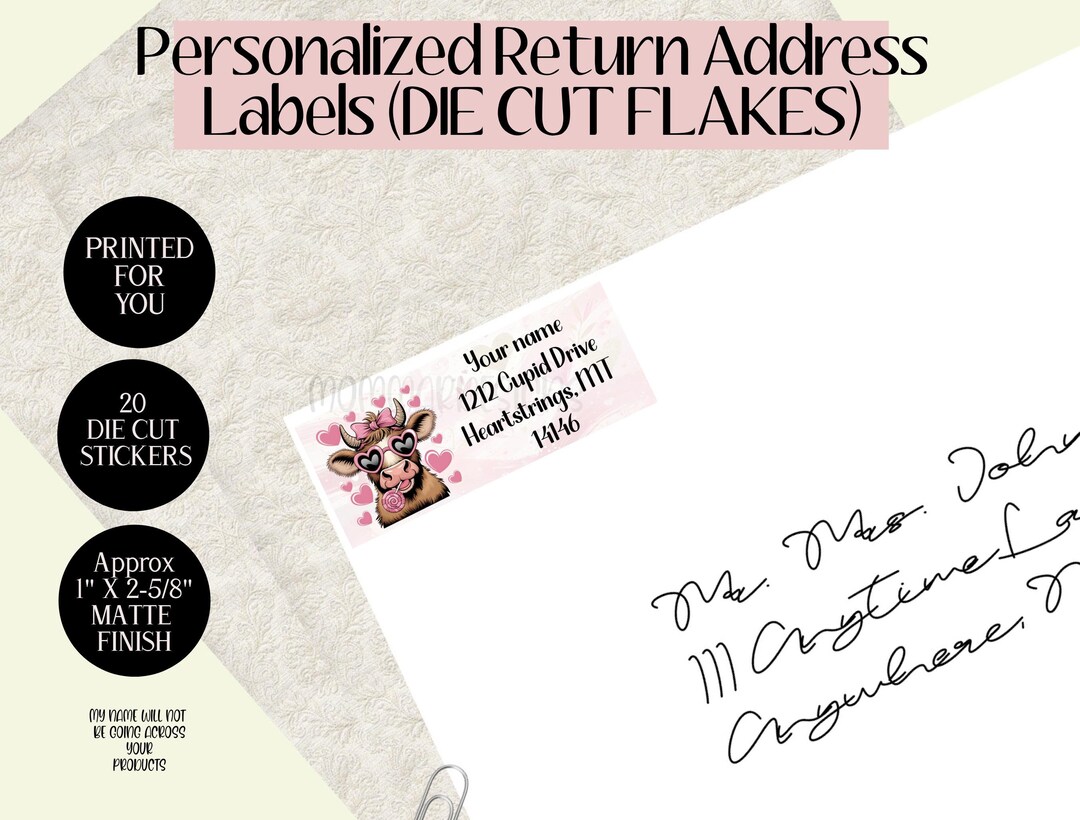 Valentine Highland Cow Personalized Address Labels, Return Address ...