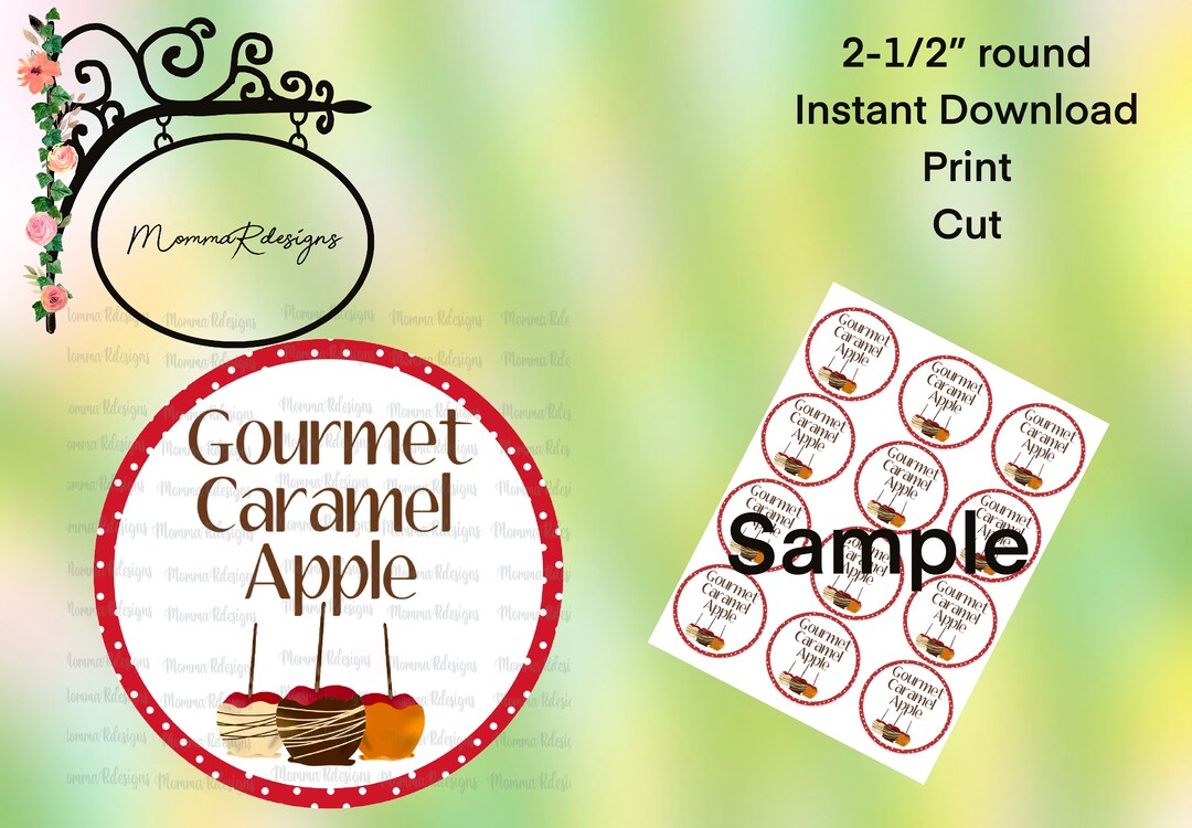 Candy Gourmet Candy Apple Labels Instant Download CARAMEL - Etsy