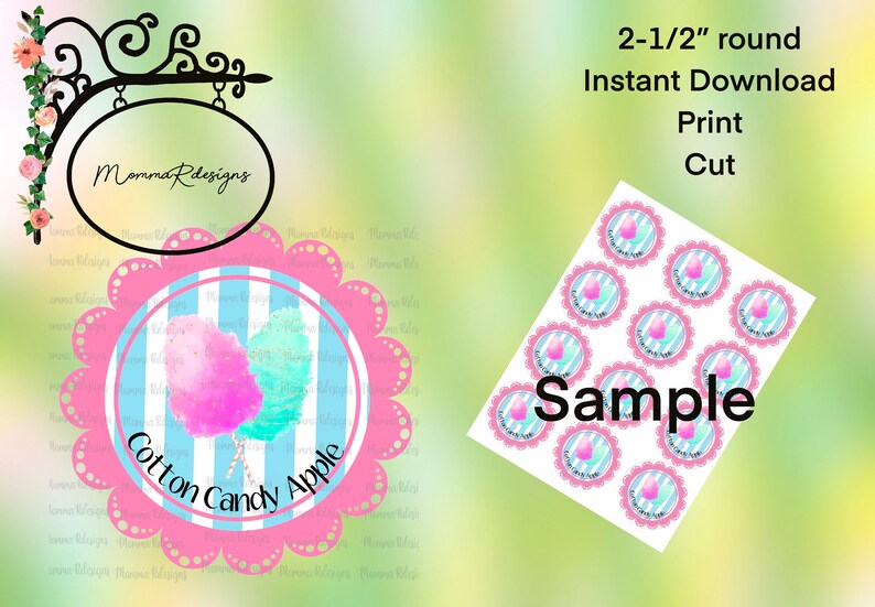 Candy Apple Cotton Candy Apple Tags Gourmet Candy Apple - Etsy