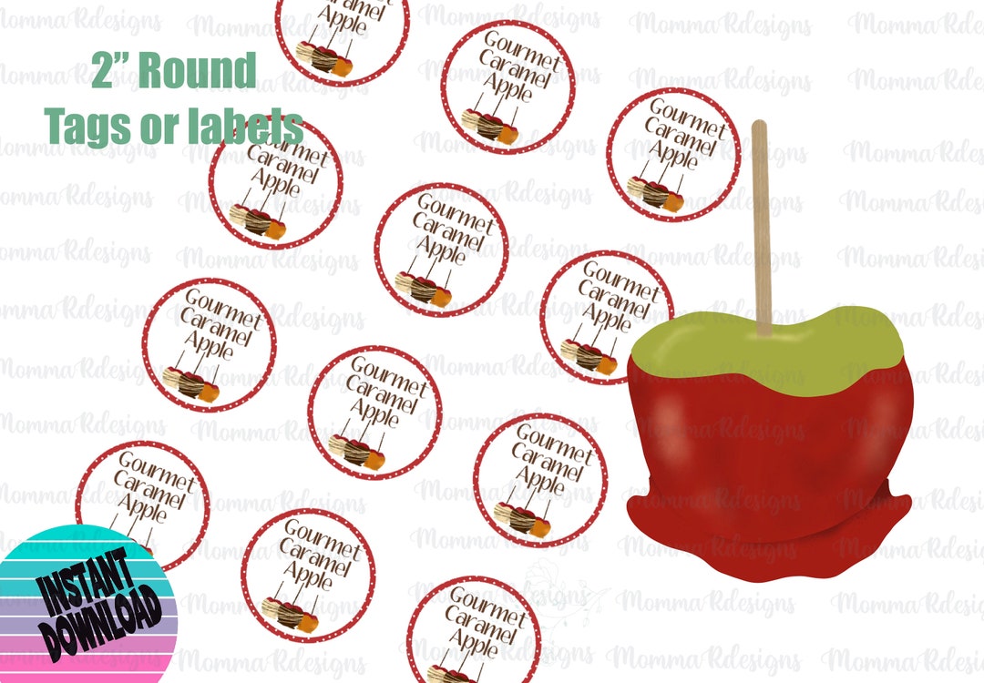 Candy Gourmet Candy Apple Labels, Instant Download, CARAMEL APPLES 2 - Etsy