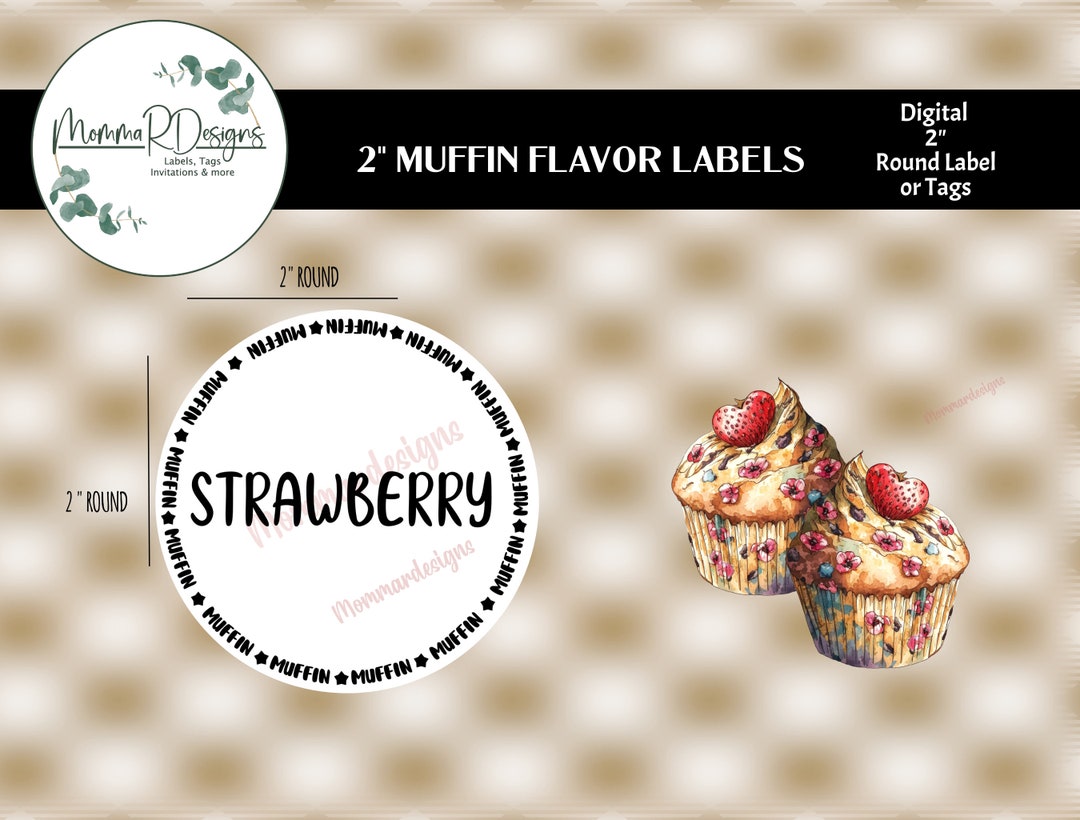 STRAWBERRY Muffin Labels, Bake Sale Label - Etsy
