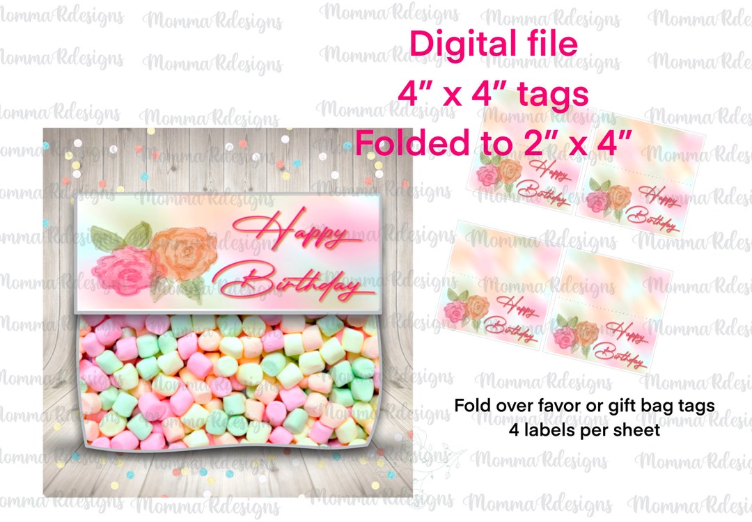 DIGITAL FILE Printable Party Favor Bag Topper Happy Birthday - Etsy