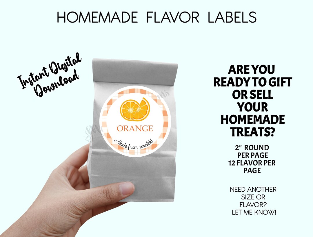 ORANGE TAGS Flavored Label, 2" Round Labels or Gift Tags for Cookies ...