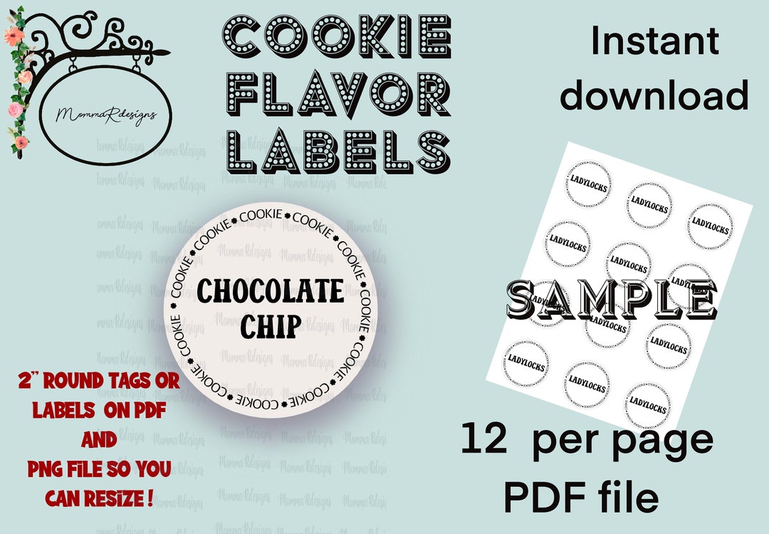 PRINTABLE 2 Cookie Flavor Labels CHOCOLATE CHIP Flavor Labels Cookie printable-2-cookie-flavor-labels-chocolate-chip-flavor-labels-cookie