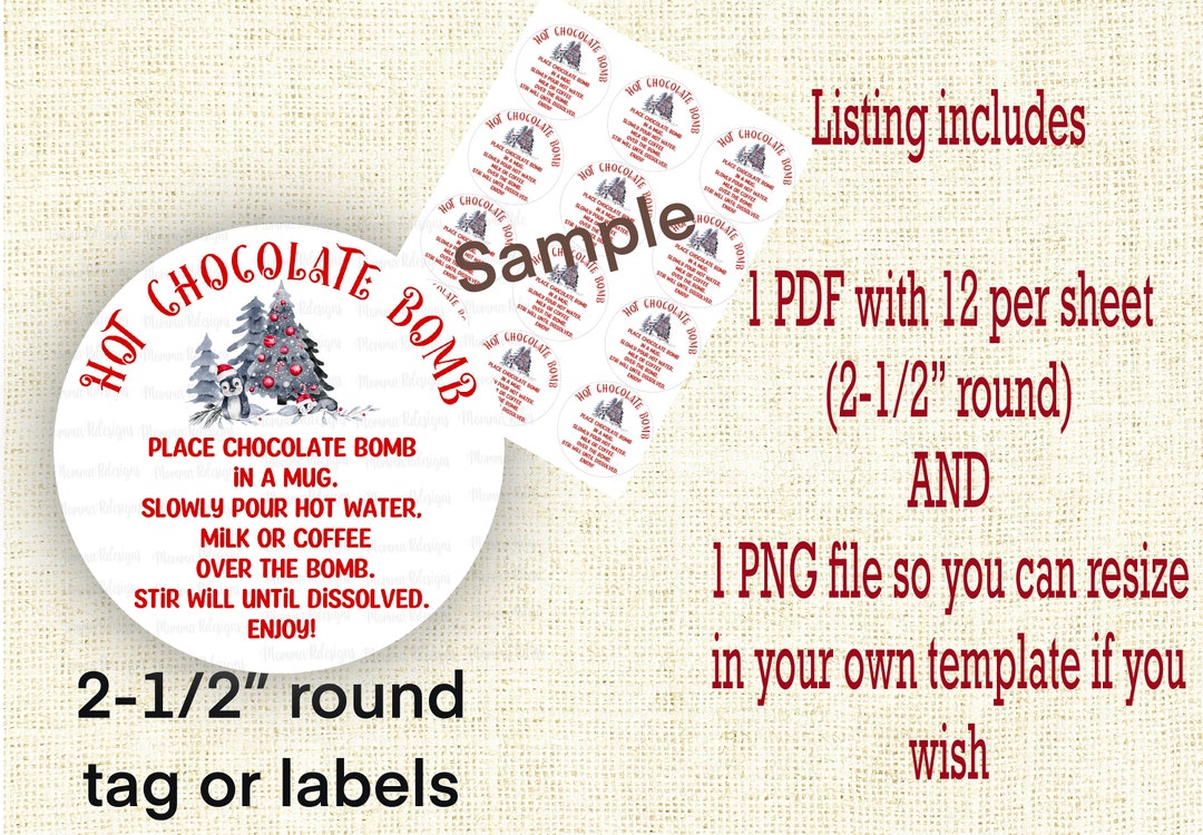 Hot Chocolate Bomb Labels, Winter Penguin Tags, DIY Cocoa Bomb Labels ...
