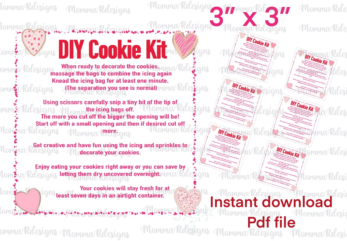 DIY Cookie Kit Tag Valentines Day Do It Yourself Cookie Kit | Etsy