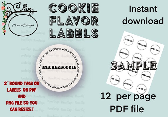 PRINTABLE 2 Cookie Flavor Labels SNICKERDOODLE Flavor | Etsy