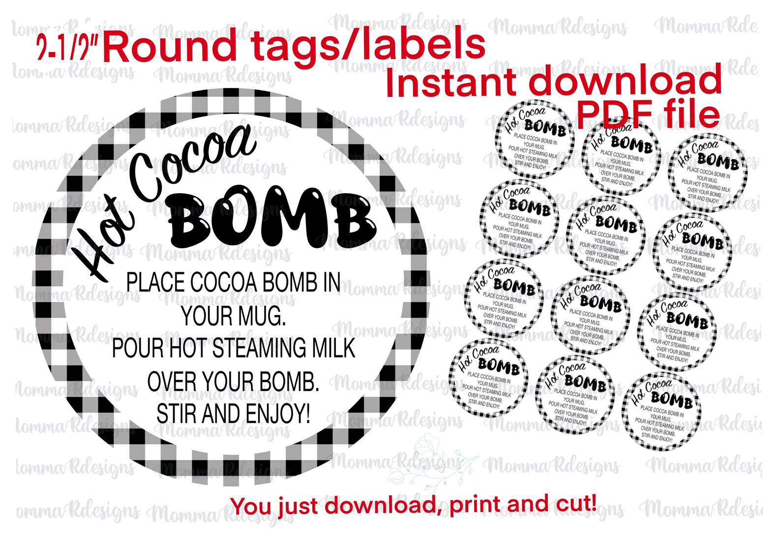 Hot Chocolate Bomb Tags, Hot Cocoa Bomb Label, 2-1/2” Tags, Coffee Bomb ...