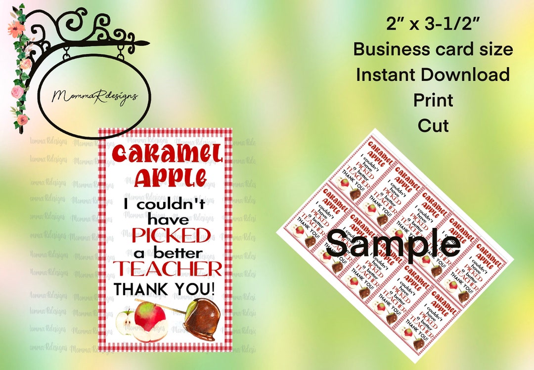 CARAMEL APPLE Teacher Apple Appreciation Tags, Instant Download, Labels ...