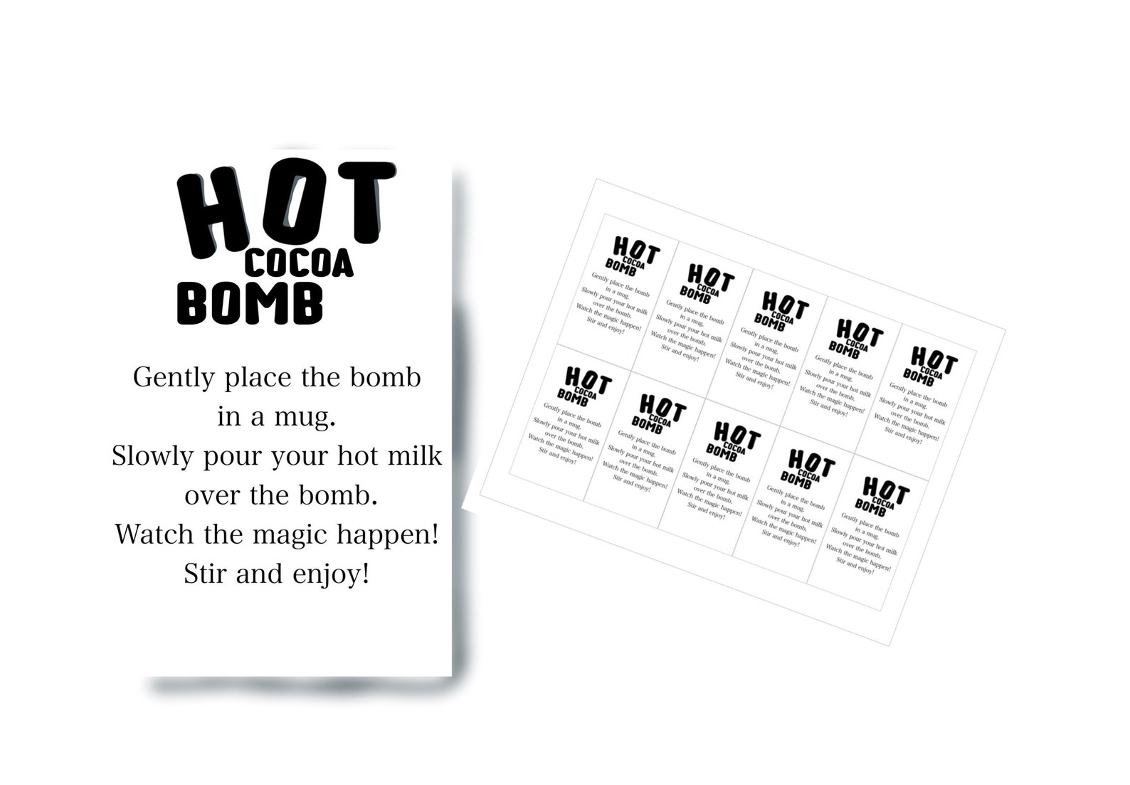 Hot Cocoa Bomb Tag, Printable Chocolate Bomb Tag, Direction Card for ...