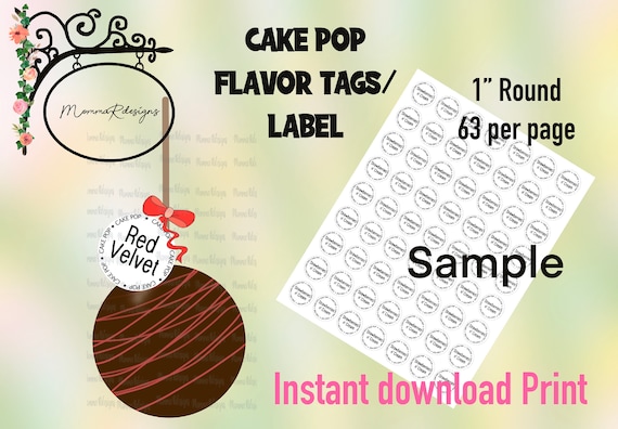 RED VELVET Cake Pop Flavor Tags 1 Cake Pop Labels Red - Etsy