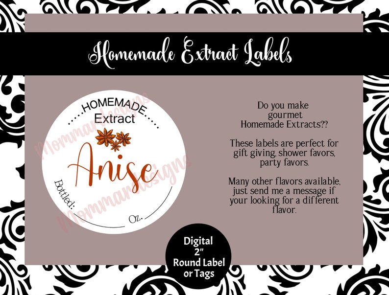 Homemade Anise Extract Label, Extract Labels, Extract Stickers - Etsy