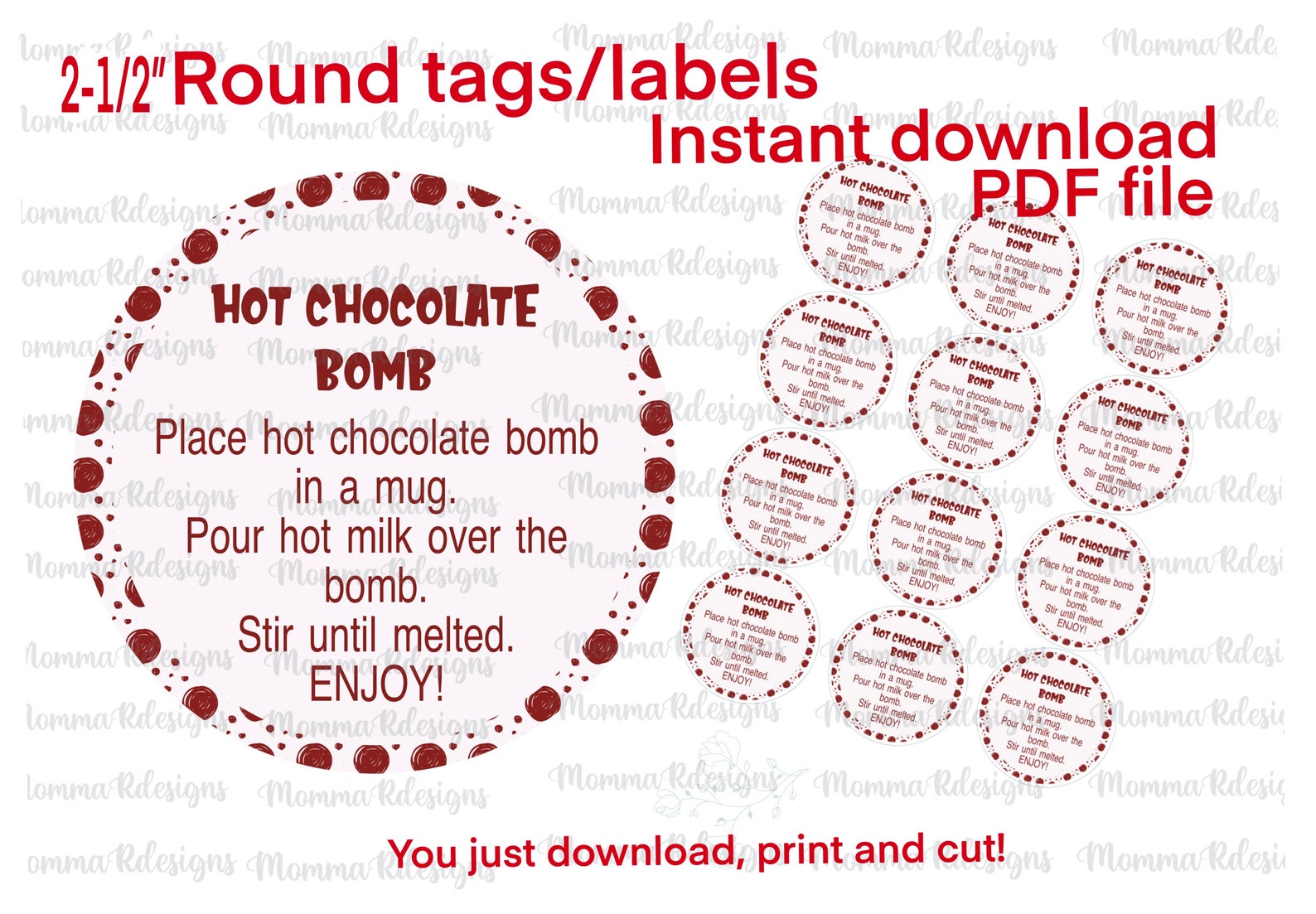 Hot Chocolate Bomb Tags Hot Cocoa Bomb Label 2-1/2 Tags - Etsy