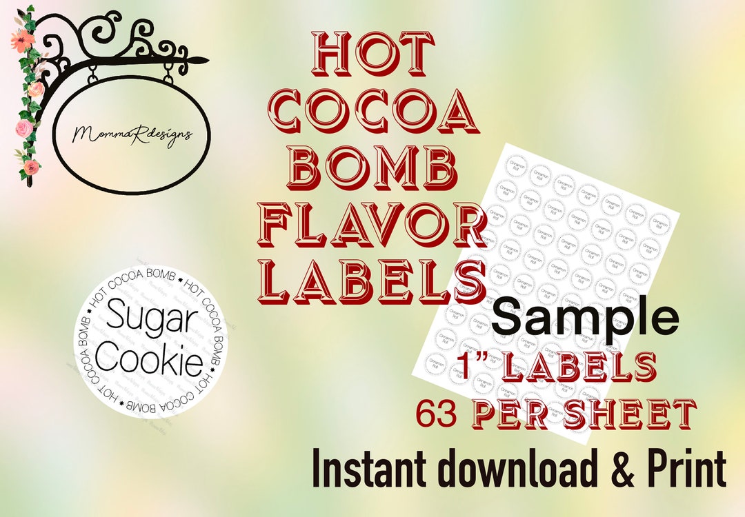 1" Cocoa Bomb Flavor Labels SUGAR COOKIE Multipack Cocoa Bomb Tags ...