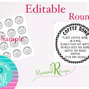 Editable Hot Coffee Bomb Tags Hot Chocolate Bomb Printable - Etsy