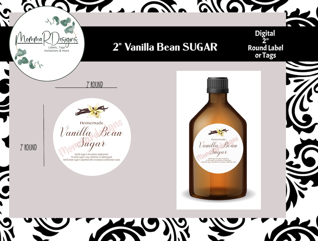 PRINTABLE 2" VANILLA SUGAR Label, Stickers, Vanilla Extract - Etsy