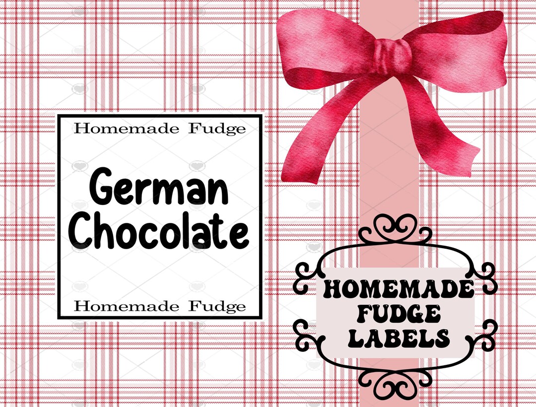 DIGITAL 2-1/2" Square FUDGE Labels German Chocolate Flavor Labels ...