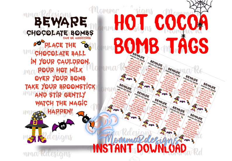 Halloween Hot Cocoa Bomb Tag Hot Chocolate Bomb Printable - Etsy