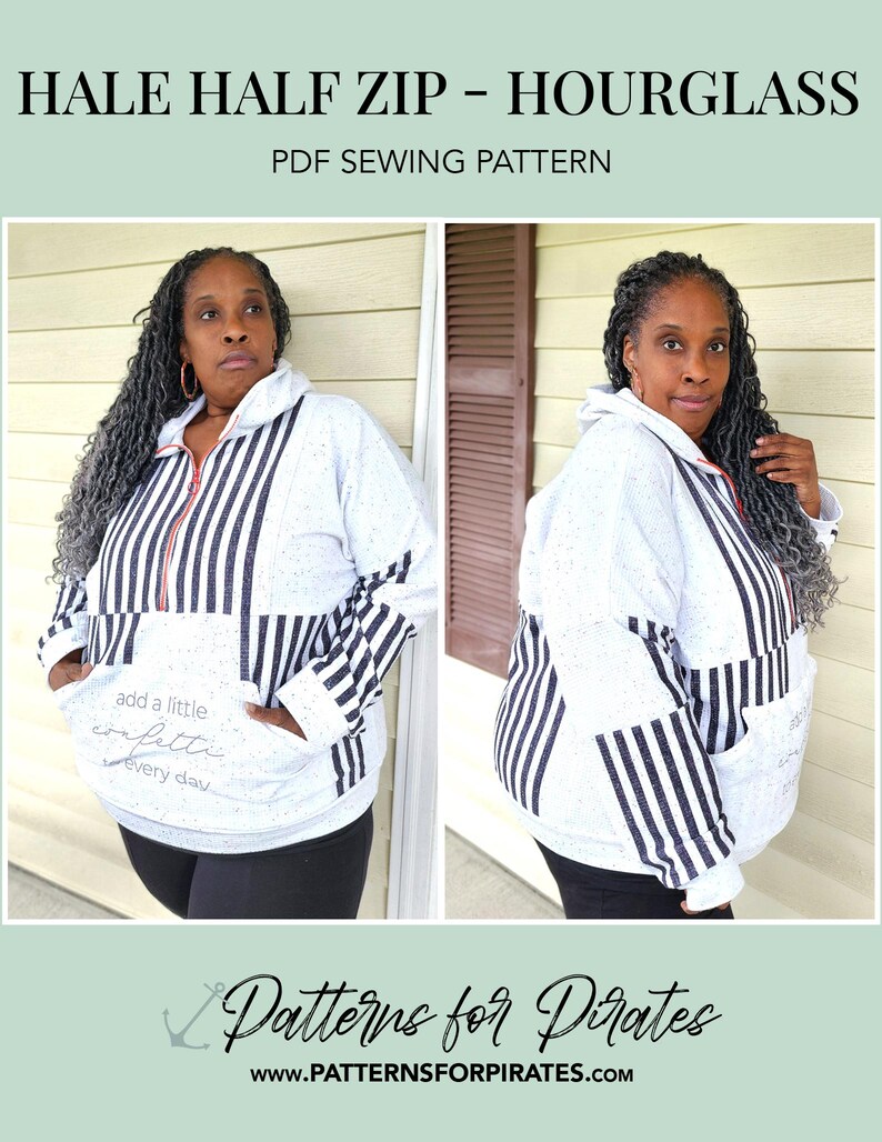 Hale Half Zip Hourglass | PDF Sewing Pattern, Adult Sizes XXS - Plus 5X ...