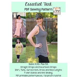 Essential Tank | PDF Sewing Pattern, Adult Sizes XXS - Plus 5X - Etsy