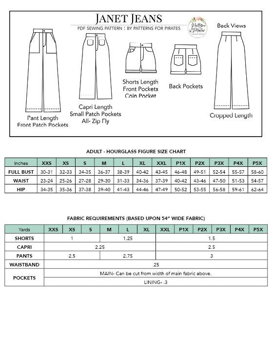 Janet Jeans | PDF Sewing Pattern, Adult Sizes XXS - Plus 5X - Etsy