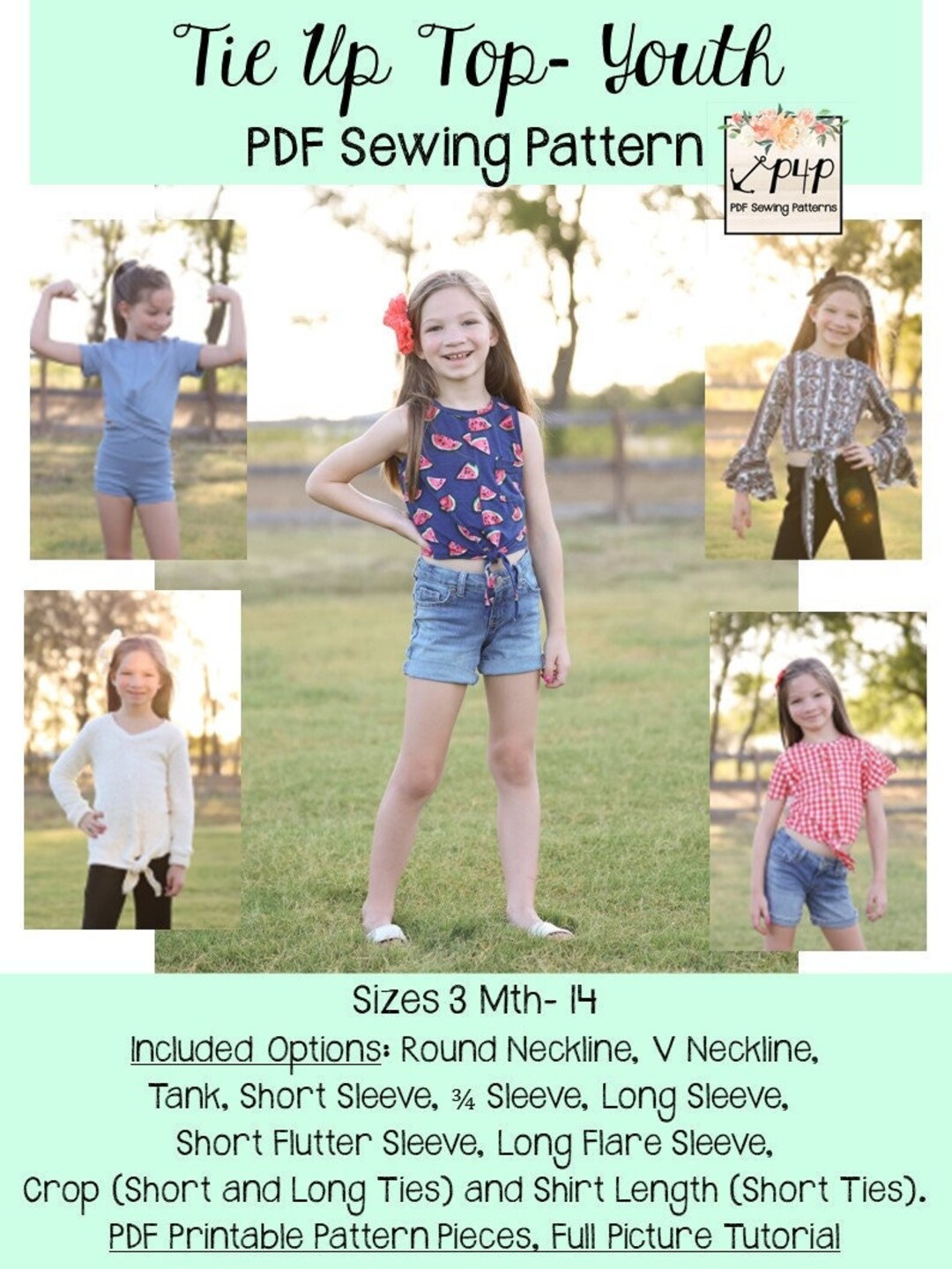Tie up Top - Youth | PDF Sewing Pattern, Youth Sizes 3M - 14 - Etsy