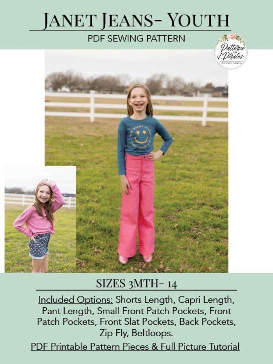 Janet Jeans - Youth | PDF Sewing Pattern, Youth Sizes 3M - 14 - Etsy
