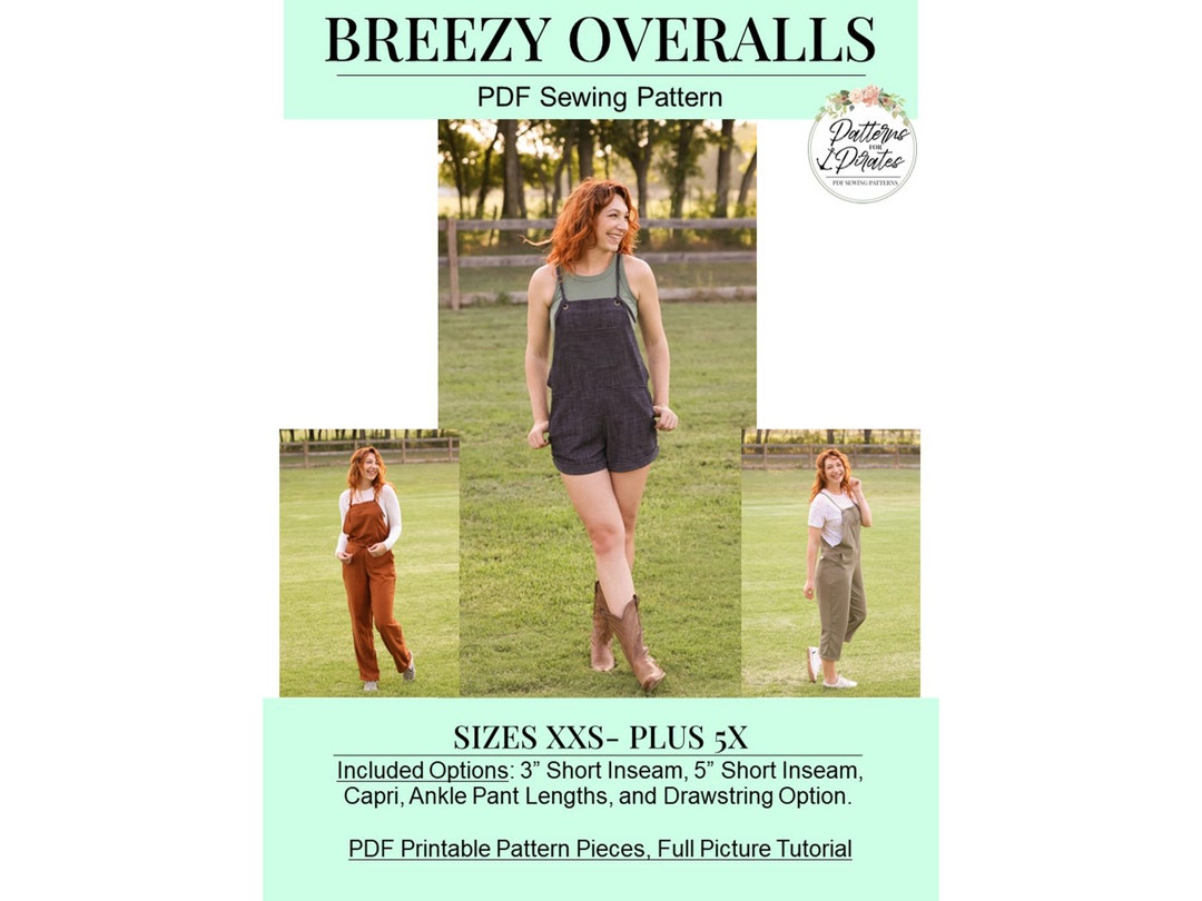 Breezy Overalls | PDF Sewing Pattern, Adult Sizes XXS - Plus 5X - Etsy