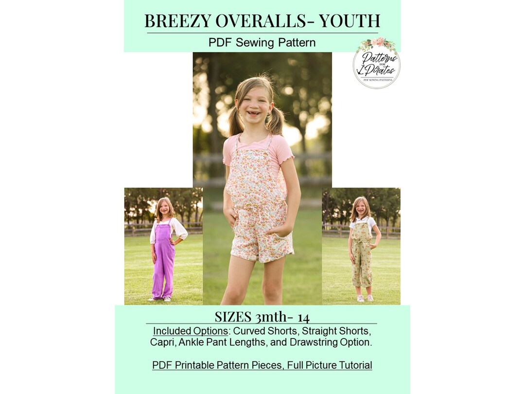 Breezy Overalls - Youth | PDF Sewing Pattern, Youth Sizes 3M - 14 - Etsy