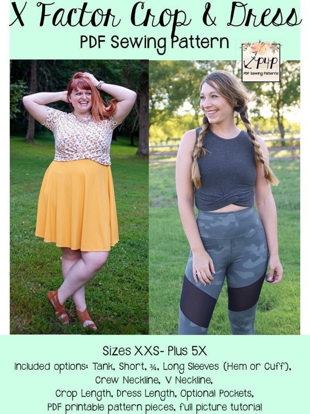 X Factor Crop & Dress | PDF Sewing Pattern, Adult Sizes XXS - Plus 5X ...