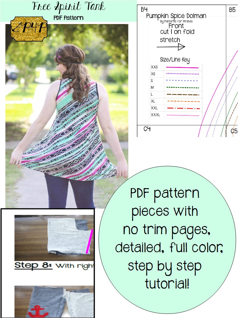 Free Spirit Tank Sewing PDF Pattern by Patterns for Pirates - Etsy Canada