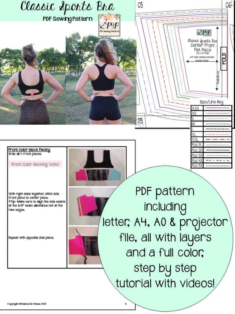 Classic Sports Bra | PDF Sewing Pattern, Adult Sizes XXS - Plus 5X - Etsy
