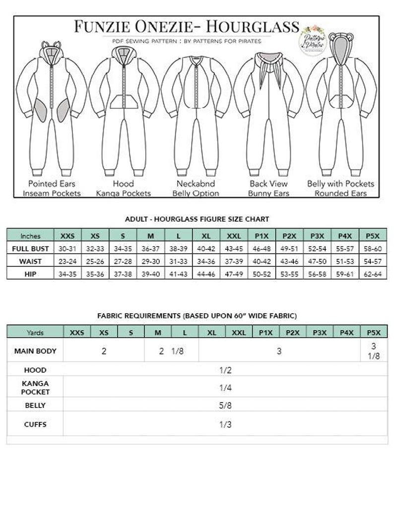 Funzie Onezie | PDF Sewing Pattern, Adult Sizes XXS - Plus 5X - Etsy