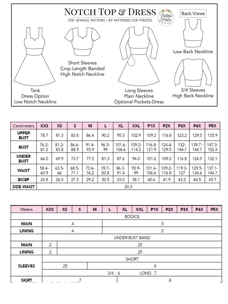 Notch Top & Dress | PDF Sewing Pattern, Adult Sizes XXS - Plus 5X - Etsy