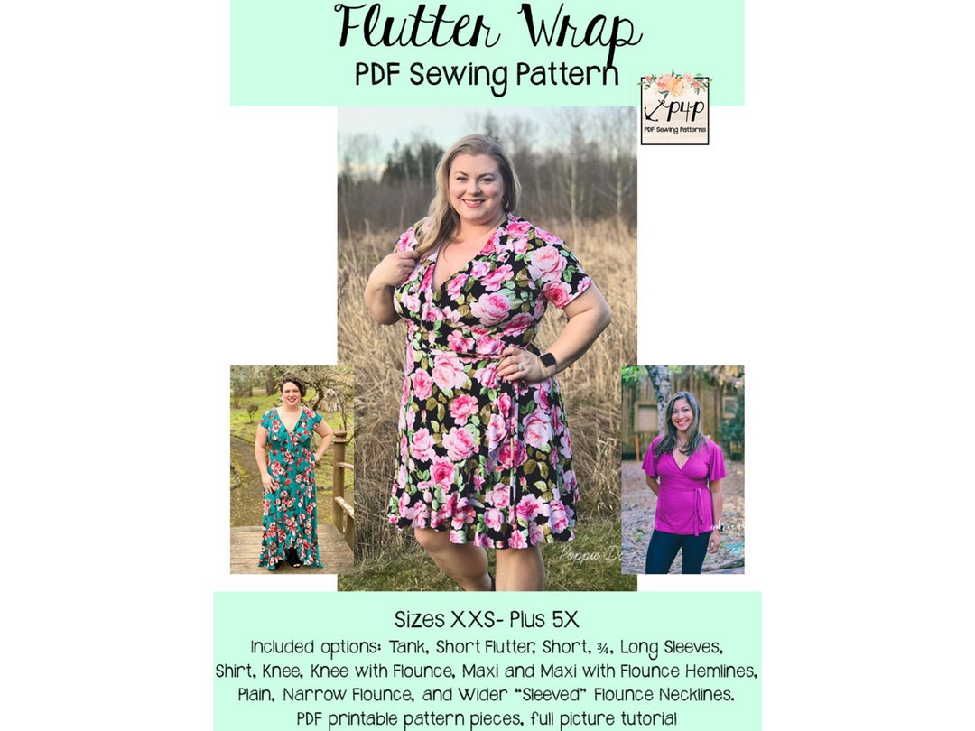 Flutter Wrap | PDF Sewing Pattern, Adult Sizes XXS - Plus 5X - Etsy