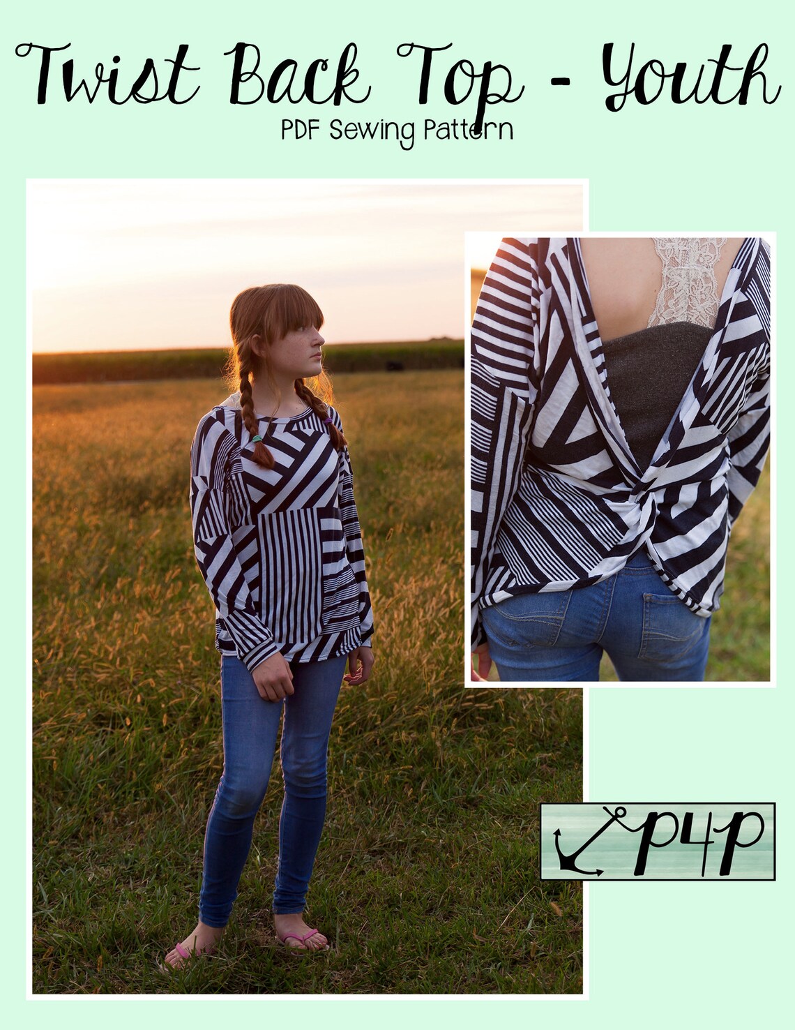 Twist Back Top - Youth | PDF Sewing Pattern, Youth Sizes 3M - 14 - Etsy