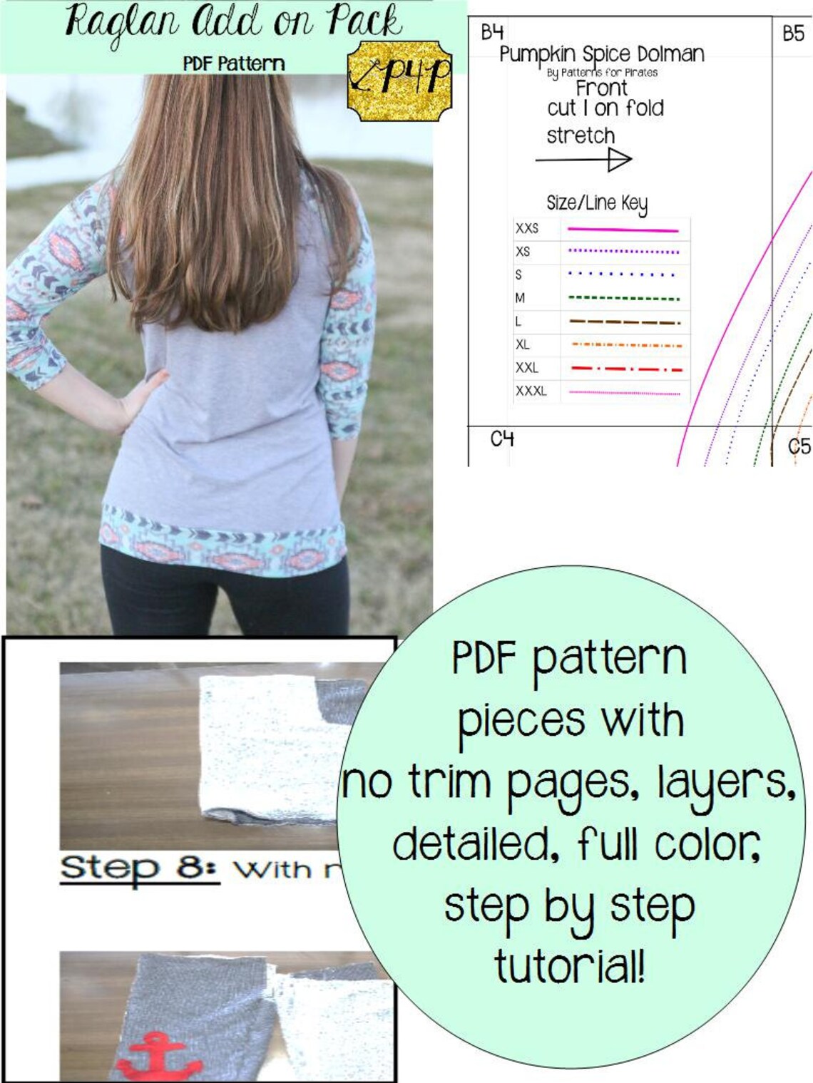 Slim Fit Raglan Shirt and Tunic Sewing PDF Pattern by Patterns - Etsy
