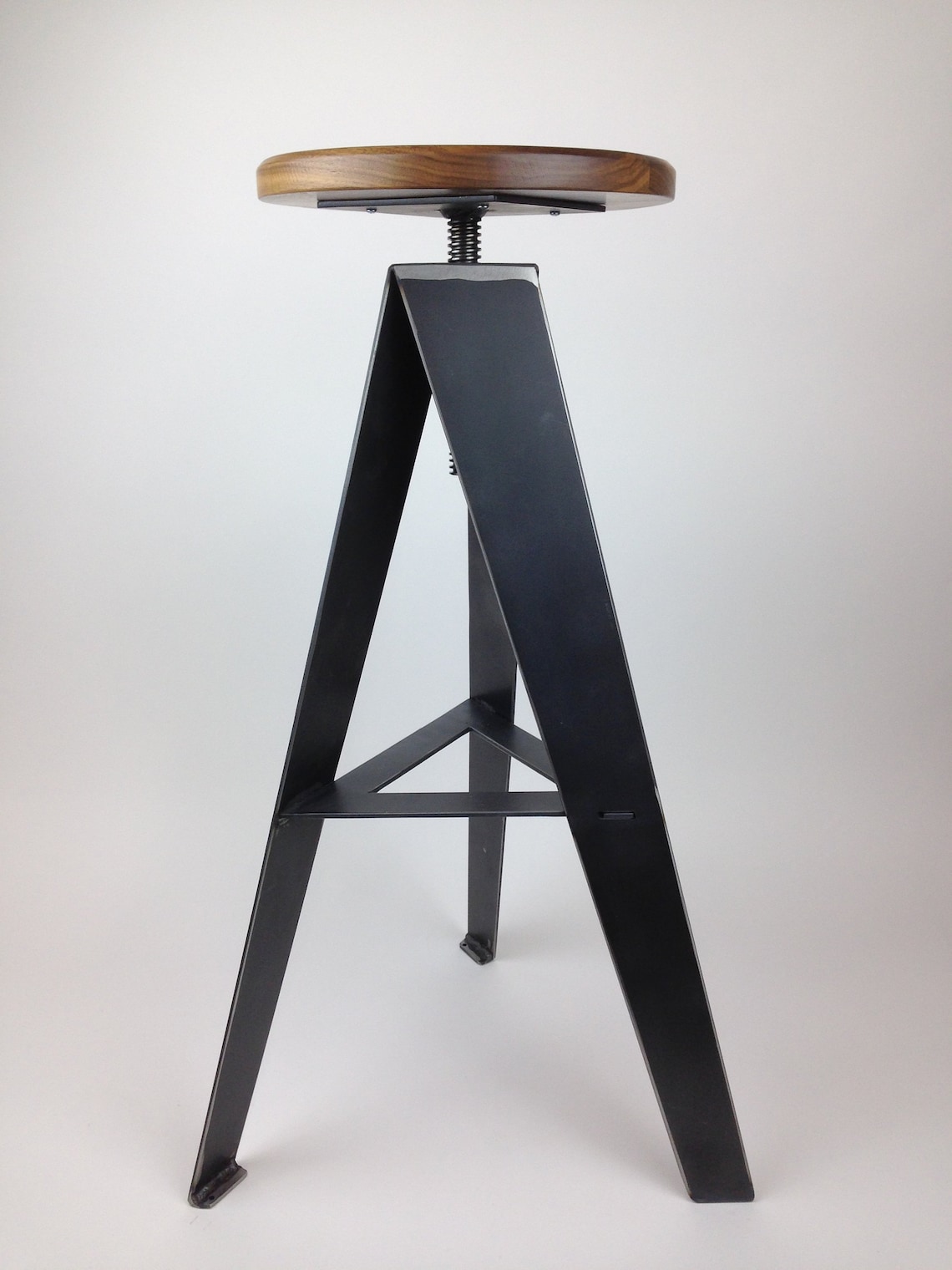 Bar Height Windmill Stool Metal Base Solid Wood Seat - Etsy