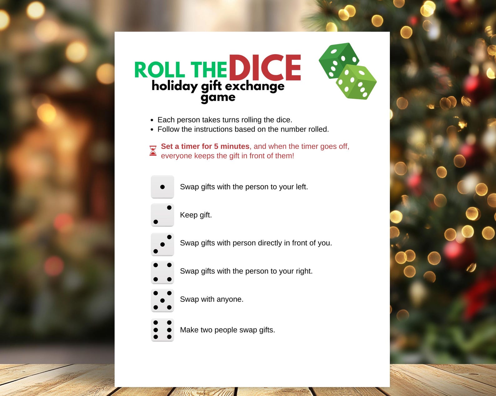 Christmas Roll the Dice Game Printable - Etsy