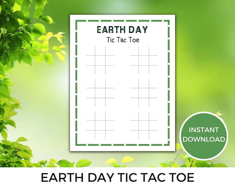 Earth Day Tic Tac Toe Game, Classroom Activity (digital Download) - Etsy