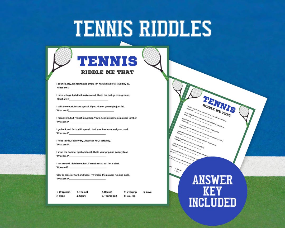 Tennis Riddles Game, Printable Trivia, Sports Party (digital Download ...