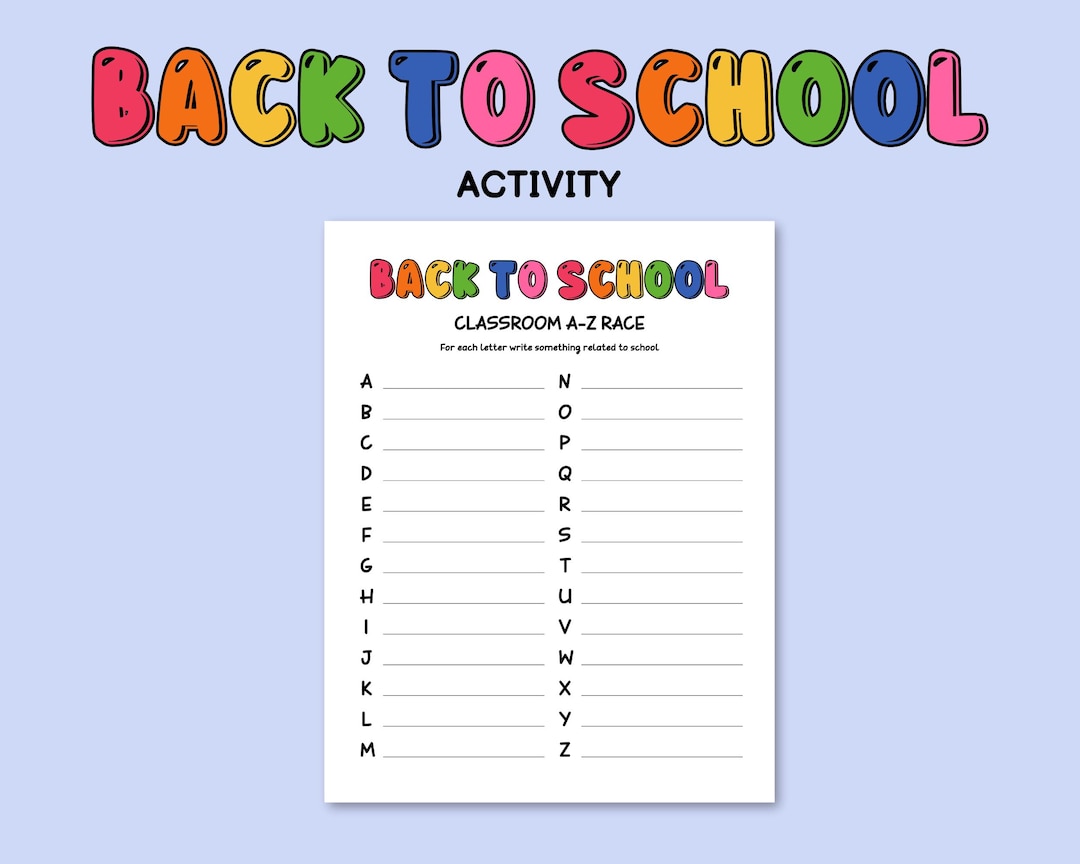 Classroom A-Z Race Activity, Back to School Printable (digital Download ...