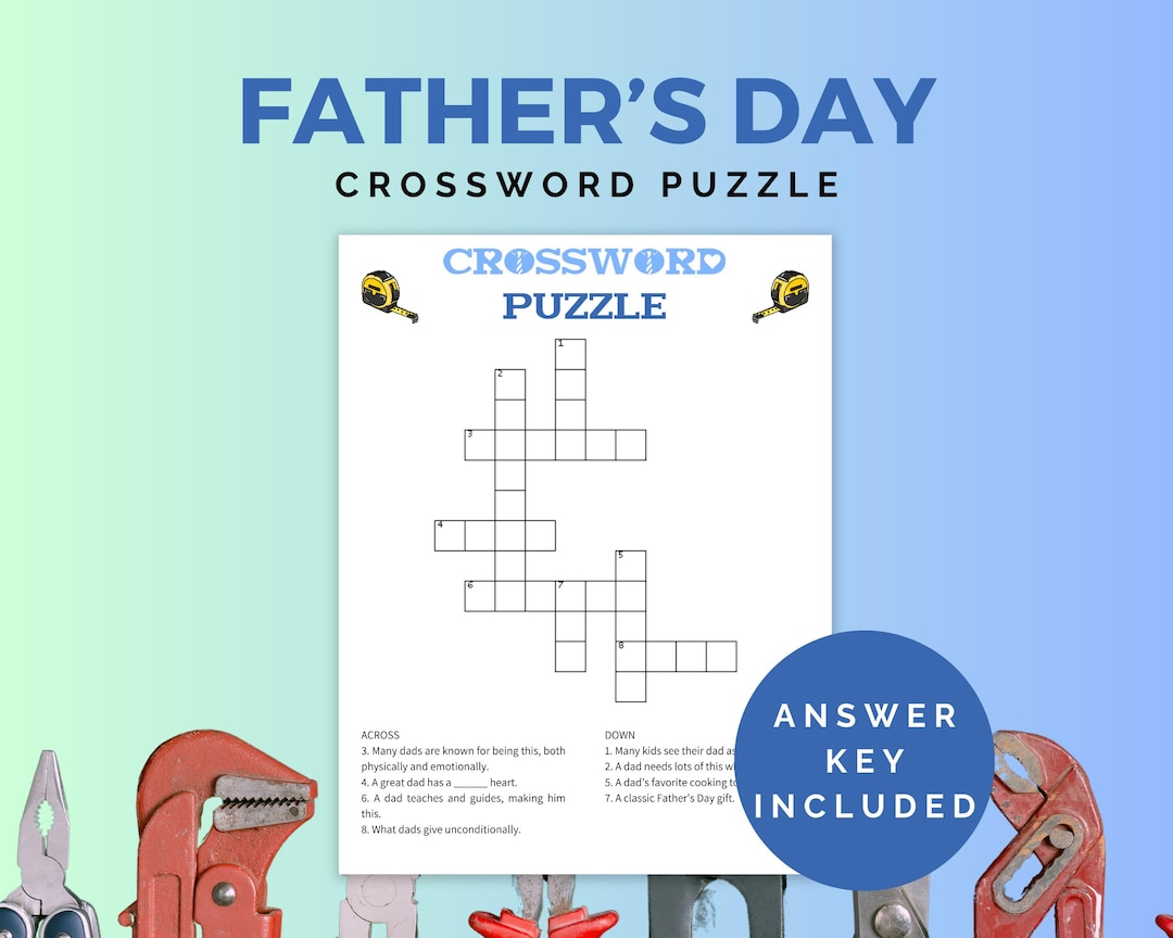 Father's Day Crossword Puzzle Printable, Fun Father's Day, Family Game ...