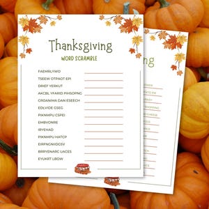 Thanksgiving Word Scramble Printable - Etsy