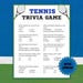 Tennis Trivia Game Printable, Sports Fan, Trivia Night, Team Building ...