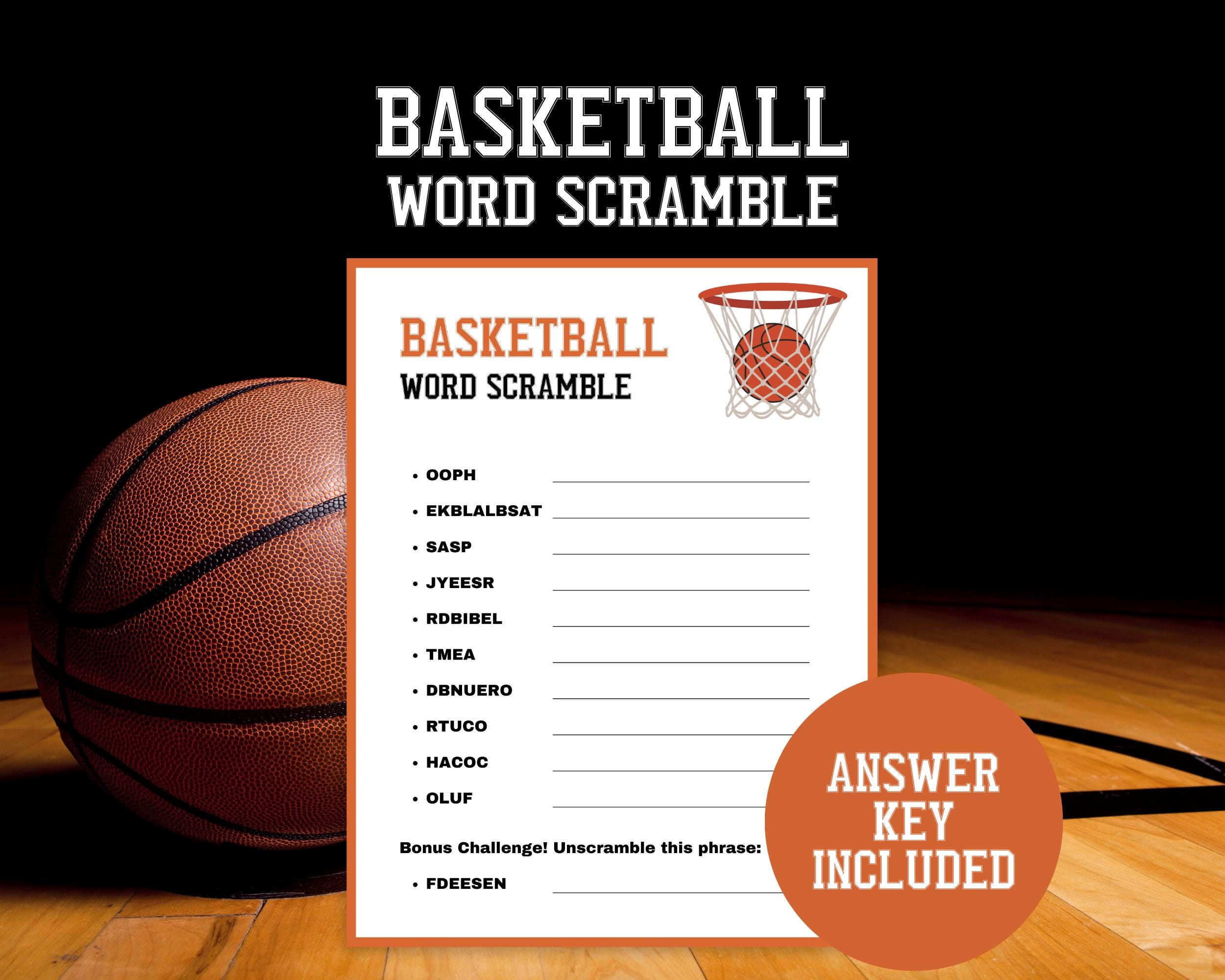 Basketball Word Scramble Game Printable, Sports Fan, Trivia Night ...